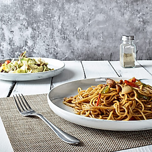 Bosmarlin Marbling Ceramic Rimmed Salad Plates, 8 inches, Set of 4 for Appetizer, Pasta, Dessert, Microwave and Dishwasher Safe (Grey, 8 in)