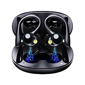 QLXAQLX True Wireless Earbuds via Bluetooth,Running,Working, Headphones,Waterproof and Dust Resistant, up to 50h Battery Life, Black