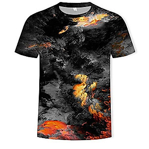 YOMXL Men's 3D Printed Tops Summer Short Sleeve Soft Comfort Blouse Unisex Creative Funny Graphic Tee Black