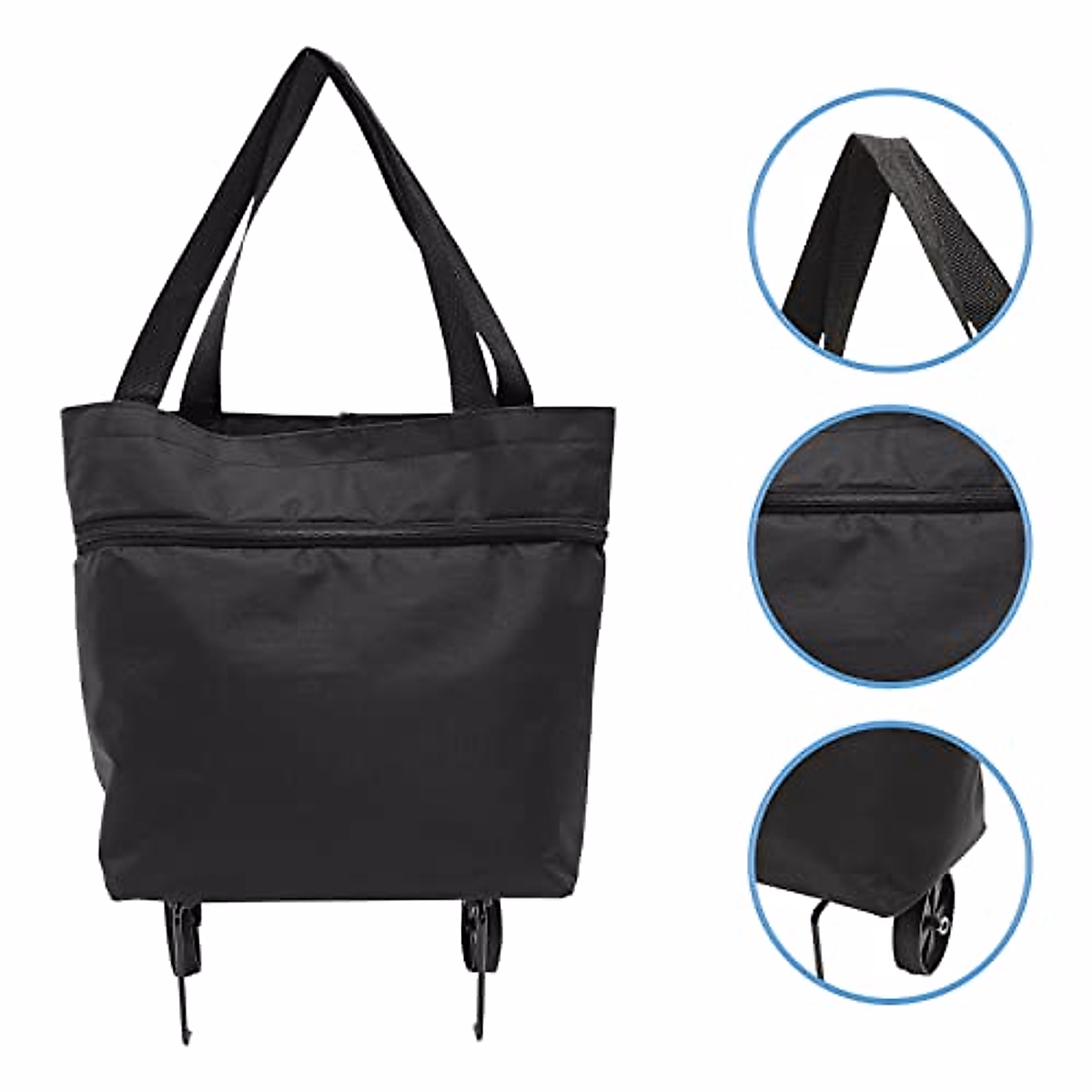 Collapsible Trolley Bag Folding Shopping Bag with Wheels Foldable Grocery Bag Laundry Bag