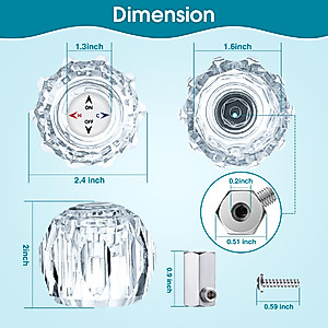 Dreyoo Shower Faucet Handle Replacement for RP41661, Compatible with Delta and Peerless Single Handle Tub Faucets, Knob with Button, Screw and Connector, Clear Acrylic