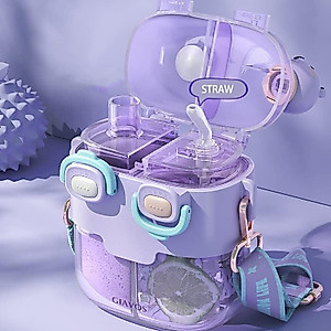 Aufona 25oz Kawaii Water Bottles with Two Ways to Drink, Two Different Drinks in One Cup, Cute Creative Outdoor Drinking Cup for Camping Hiking Backpacking Travel Office (yellow)