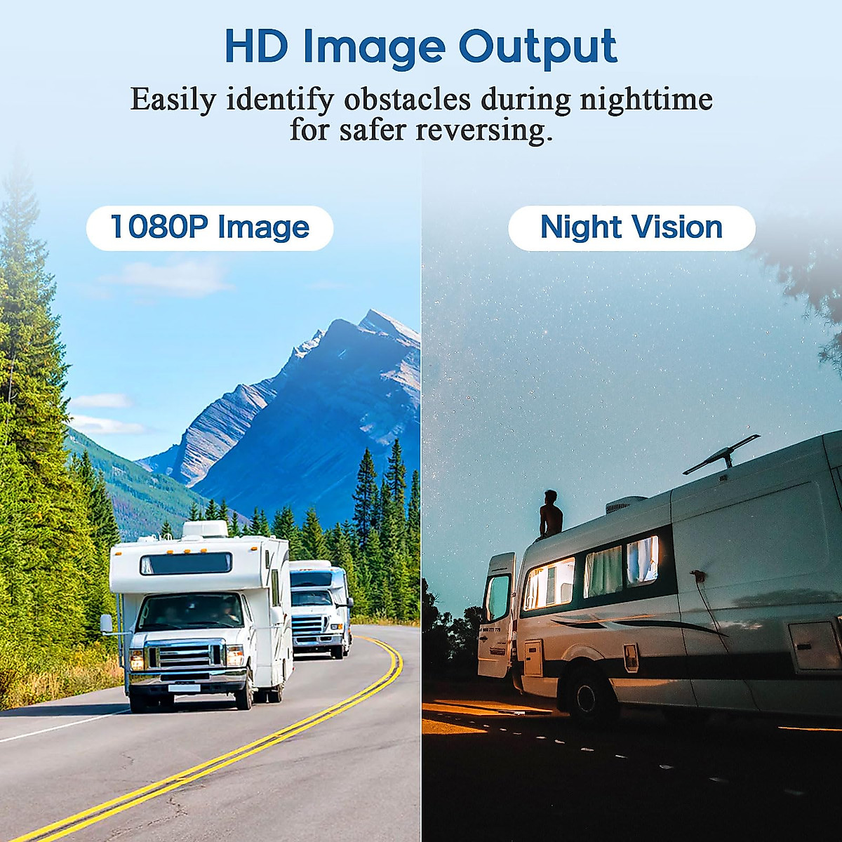 Yakry RV Backup Camera Wireless System - 7'' HD Reverse Camera for Truck with DVR Monitor -Bluetooth Trailer Back up Camera with Night Vision Waterproof -Rear View Camera for Furrion Pre-Wired RVs Y22