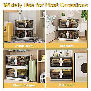 FUNLAX Collapsible Storage Bins with Lids, 8.2 Gal Foldable Stackable Storage Bins with Doors and Wheels, Folding Storage Boxes Set 3 Pack for Closet, Bedroom, Laundry, Home Organizer and Storage