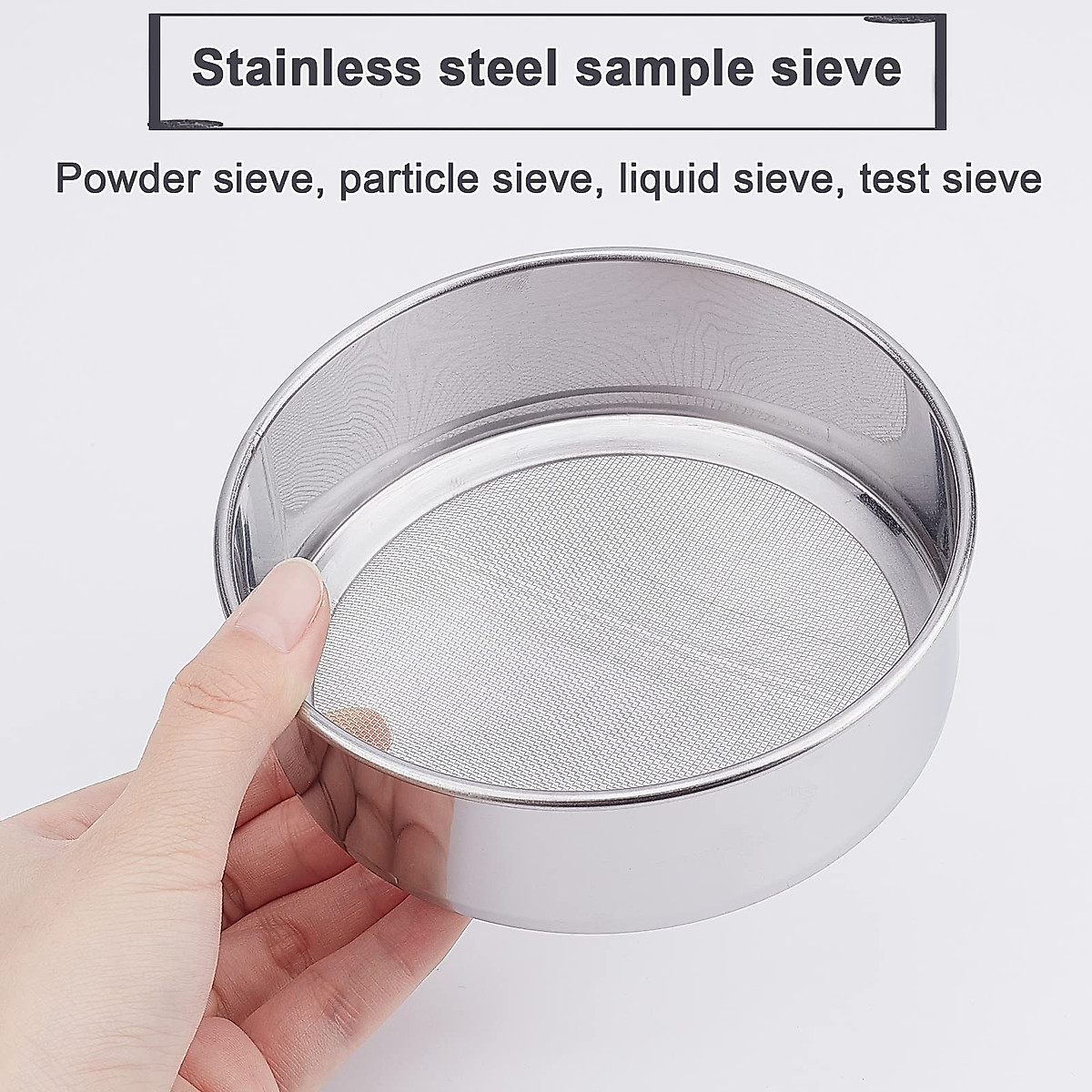 OLYCRAFT 3Pcs 201 Stainless Steel Lab Sieves #40 Mesh Wire Mesh Sieves 4"/4.8"/6" diameter Economy Test Sieves for Science Laboratories