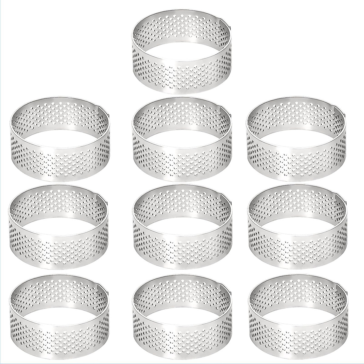 10 Pcs 1.98 Inch Stainless Steel Tart Ring, Heat-Resistant Perforated Cake Mousse Ring, Round Ring Baking doughnut tools 5cm