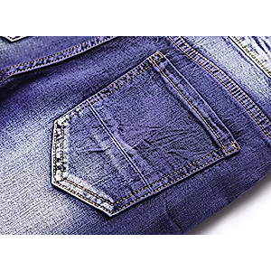 Men's Ripped Distressed Destroyed Straight Slim Fit Denim Jeans,705 Purple,Size 32