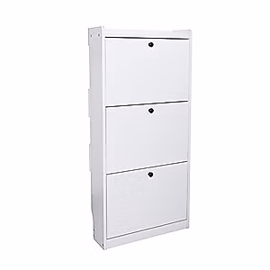 DYRABREST 3 Drawer Shoe Cabinet White,Shoe Storage with 3 Flip Doors Adjustable Shelf Freestanding Organizer for Entryway,Narrow Shoe Rack Storage Organizer Cabinet, Single-Turn, 3-Layer Shoe Cabinet