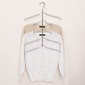 3 Pack 5 in 1 Space Saving Clothes Hangers Chrome and Foam Blouse Tree Hangers Multi Layers Clothes Rack Non Slip Stainless Steel Shirt Hangers Coats Hangers Closet Storage Organizer(White)