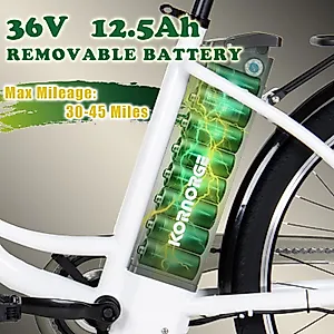Electric Bike for Adult - 26" City Cruiser Electric Bicycle 350W Motor-12.5 Ah Removable Battery-Up to 40 Miles,Shimano 6-Speed and Dual Shock Absorber,City Electric Commuter Bike for Adults (White)