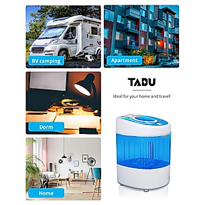TABU Mini Portable Washing Machine, Small Washer no dryer, 7.7lbs Small Semi-Automatic Compact Washer, Timer Control Single Semi-Clear Tub1
