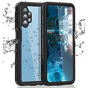 Samsung Galaxy A32 5G Waterproof Case with Built-in Screen Protector Dustproof Shockproof Drop Proof Case, Rugged Full Body Underwater Protective Cover for Samsung Galaxy A32 5G (Black)