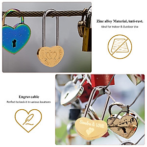 VeYocilk Love Lock Single Heart Padlock: 3.5" 50mm Engraved Love-You-Forever Wish Lock Without Key Everlasting Love for Lovers Wedding, Valentines, Anniversary, Travel, Valentines Day(NO Key)