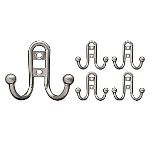Franklin Brass B46115M-SN-C Double Robe Hook with Ball End (5 Pack), Satin Nickel