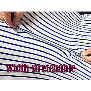 Fabric by The Yard Cotton Spandex Blue and White Stripes Single Jersey Knit Fabric Yarn Dyed 4 Ways Stretch for T Shirt Pajama Skirt Pet Dec.Table Cloth Dust Cover Pet Deca DIY (1 Y)