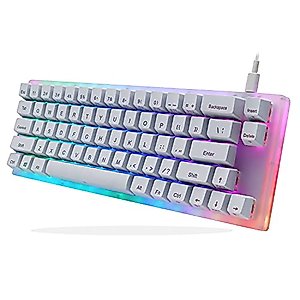 Womier K66 60% Mechanical Keyboard, Hot Swappable Wired RGB Backlit Keyboard, Gateron Switch Acrylic Gaming Keyboard for PC PS4 Xbox (Brown Switch,White)