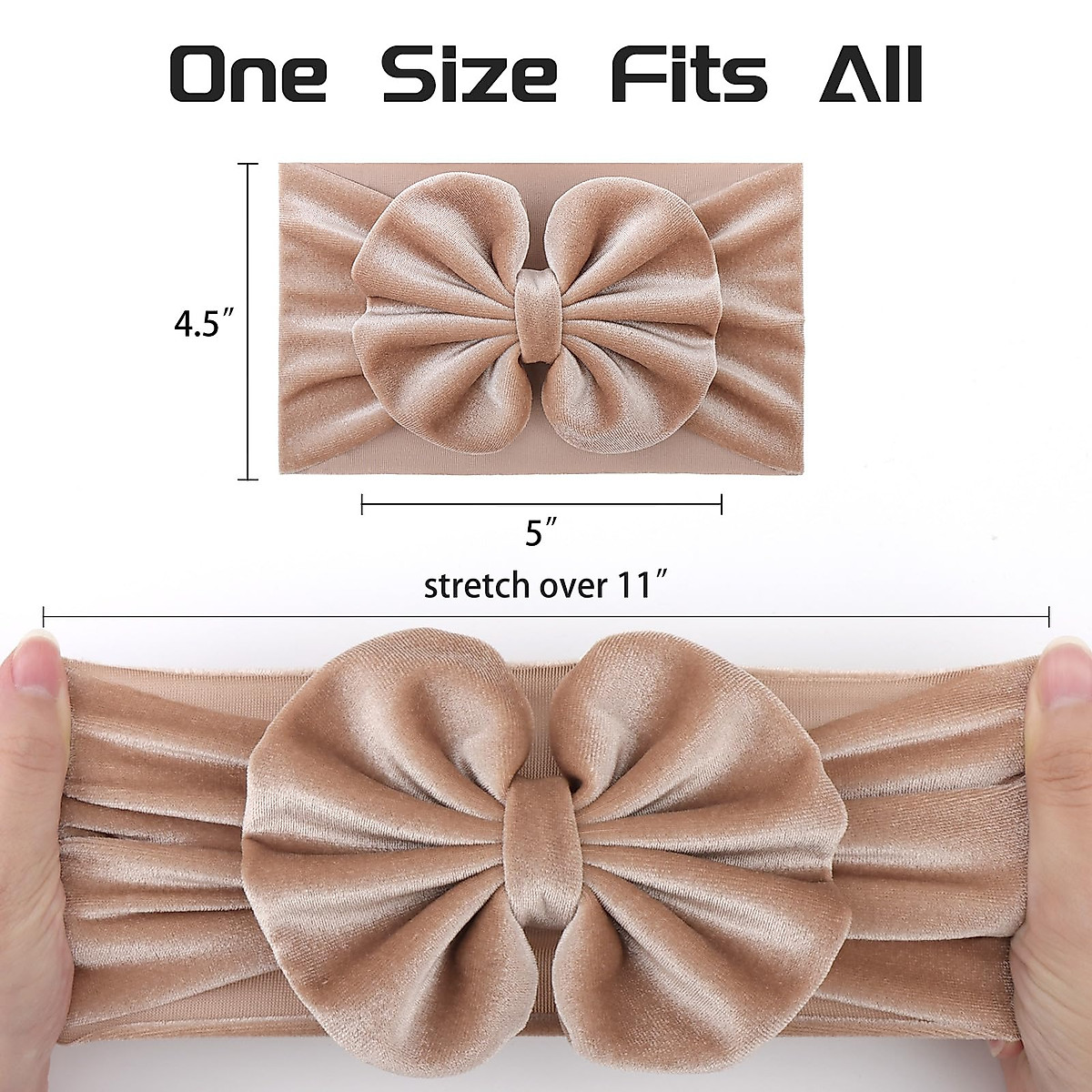 YanJie Hairband - Soft Velvet Baby Headbands with Big Bows, Leopard Color, Handmade for Baby Girls from Newborn to Toddler