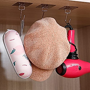 Alayaglory Large Adhesive Hooks 22Ib(Max),Waterproof and Rustproof Wall Hooks for Hanging Heavy Duty,Stainless Steel Towel and Coats Hooks to use Inside Kitchen Bathroom Home Office 8 Pack