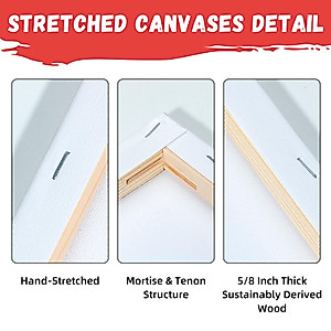 Simetufy 8x10 Inch Stretched Canvas for Painting, 12 Pack 100% Cotton Professional Blank Canvas, Canvases for Painting Using Acrylic Paint or Oil (Pre-Primed)