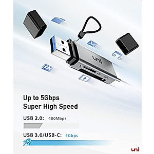 SD Card Reader, uni USB C Memory Card Reader Adapter USB 3.0, Supports SD/Micro SD/SDHC/SDXC/MMC [Card Not Included], Compatible for MacBook Pro, MacBook Air, iPad Pro 2018, Galaxy S21