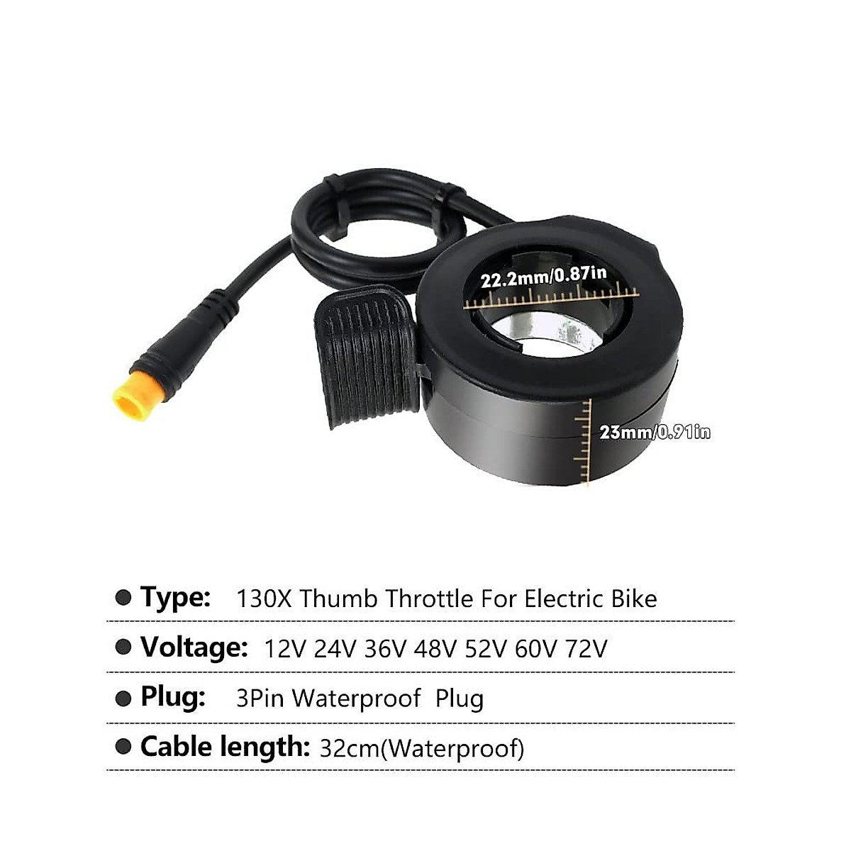 Electric Scooter Thumb Throttle, EBike Speed Control Finger Throttle Accelerator with Waterproof Connector for Electric Scooters EBike