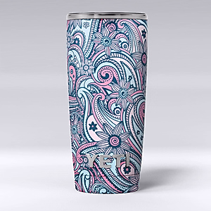 Design Skinz Seamless Mint and Pink Sprout - Skin Decal Vinyl Wrap Kit Compatible with The Yeti Rambler Cooler Tumbler Cups