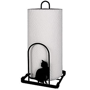 Megier Paper Towel Holder, Kitchen Countertop Paper Tower Stand, Fits Standard Jumbo Roll in Dining Table or Bathroom, Metal Paper Towel Toilet Paper Dispenser with Heavy Duty Base (Black)