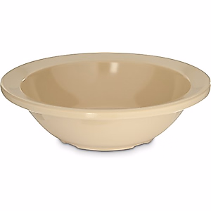Carlisle FoodService Products Kingline Reusable Plastic Bowl Fruit Bowl with Rim for Home and Restaurant, Melamine, 4.75 Ounces, Tan, (Pack of 48)