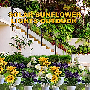 UFUNDA Outdoor Solar Flower Lights with Pot, Landscape Pathway Decorative LED Lights, UV Resistant Lavender Solar Lights Outdoor Waterproof for Garden Decor, Lawn, Patio,Courtyard, Sidewalk(Lavender)