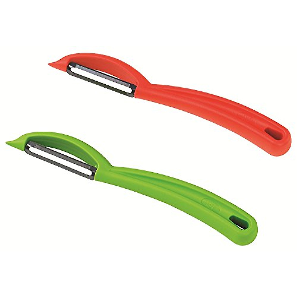 KUHN RIKON Straight/Serrated Swiss Swivel Peeler, Set of 2, Green/Red