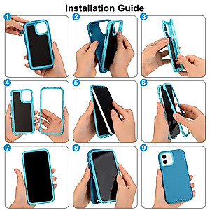 CAFEWICH Defender Case for iPhone 12 Mini, Heavy Duty 3 in 1 Shockproof Anti-Slip Drop Protective Phone Cover for iPhone 12Mini 5.4'' Display (Purple Blue)