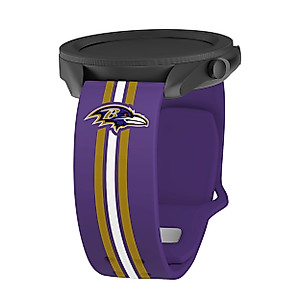 Game Time Baltimore Ravens Quick Change HD Watch Band Compatible with Samsung and More (Stripes 20mm Short)