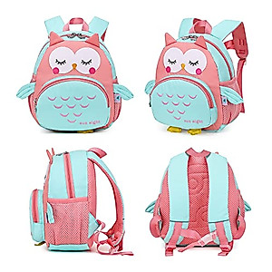 SUN EIGHT Toddler Backpack for Girls Kids Backpack Cute 3D Cartoon School Bag for Baby Girl Boy 1-5 Years（Owl