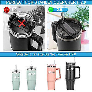 Silicone Spill Stopper for Stanley Quencher H2.0 Tumbler with Handle Including 2 Straw Covers,2 Leak Proof Drink Stopper,2 Round Leak Proof Plug for Stanley Cup Accessories-6 PCS