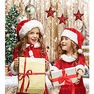 CYLYH 5x7FT Rustic Wood Snow Backdrop for Christmas Party & Family Gathering