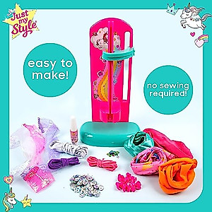 Just My Style D.I.Y. Scrunchie Maker by Horizon Group USA, Design Your Own Colorful Satin Scrunchies Hair Bands, Easy-to-Use Tool & Gemstones Included