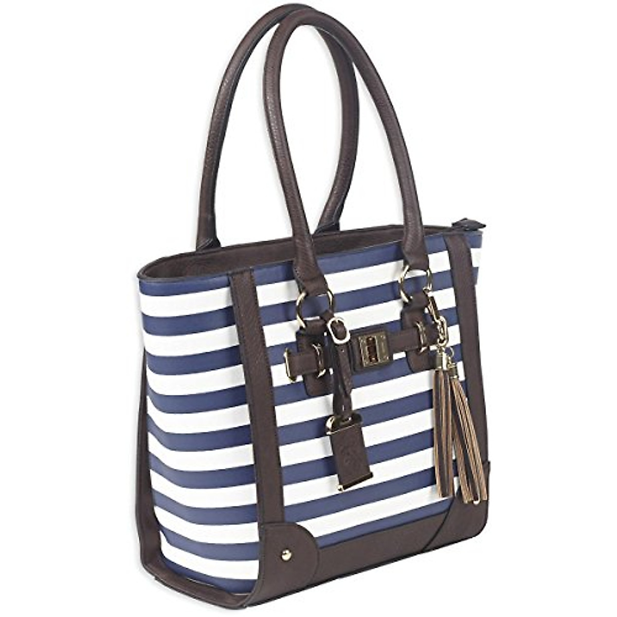 Bulldog Cases Tote Style Concealed Carry Purse with Holster, Navy Stripe, 17L