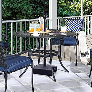 PatioFestival 42. 1" x 42. 1" x28. 3" Round Outdoor Dining Table Space Saving Patio Bistro Table with Umbrella Hole All Weather Steel Frame Metal in Black