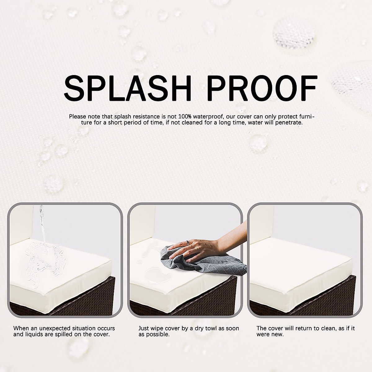 ClawsCover 8Pack Outdoor Seat and Back Cushions Replacement Covers Fit for 4 Pieces 4-Seater Wicker Rattan Patio Furniture Set Loveseat Sectional Couch with Storage Box,Cream-Include Cover Only