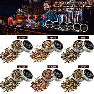 Longing Home Cocktail Smoker Kit, Whiskey Smoker Kit with 6 Kind Wood Chips, Bourbon Smoker Kit, Smoked Old Fashioned Kit, Gift For Father,Husband and Boyfriend (No Butane)