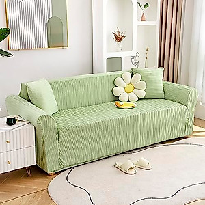 GUYIRT Couch Cover 2 Seater, Ice Silk Sofa Cover Breathable Sofa Slipcovers Easy Fit Washable Furniture Sofa Protector for Living Room-Blue-4 Seater(235-300cm)