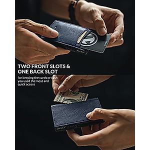 VULKIT Men's Slim Wallet Pop Up Card Holder RFID Blocking Metal Wallet Minimalist Design Holds Up to 11 Cards