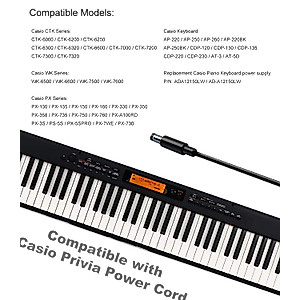 12V 2A Ac Dc Adapter for Casio Privia Power Cord, Compatible with Casio Digital Piano Keyboard AD-A12150LW, AD-A1215LW PX-130 PX-350 PX-160 PX-150 CDP-120 CTK-6000 CTK-6300 CTK-7200 Power Supply