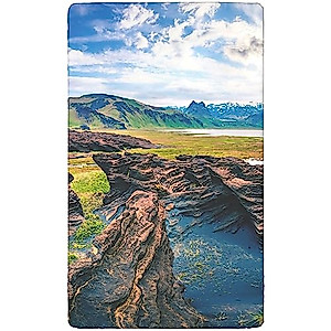 Nature Themed Fitted Crib Sheet,Standard Crib Mattress Fitted Sheet Soft Toddler Mattress Sheet Fitted - Baby Sheet for Boys Girls,28“ x52“,Cobalt Blue Peach Yellow Green