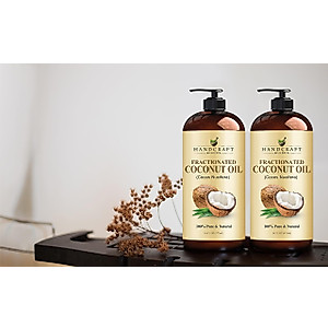 Handcraft Blends Fractionated Coconut Oil - 16 Fl Oz - 100% Pure and Natural - Premium Grade Carrier Oil for Skin, Hair and Body - Massage - Hair Tonic