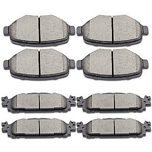 SCITOO Ceramic Brake Pads, 8pcs Front Rear Brake Pads Brakes Kits fit for 11-17 for Ford Explorer,09-19 for Ford Flex,10-19 for Ford Taurus,11 for Lincoln MKS,10-14 for Lincoln MKT