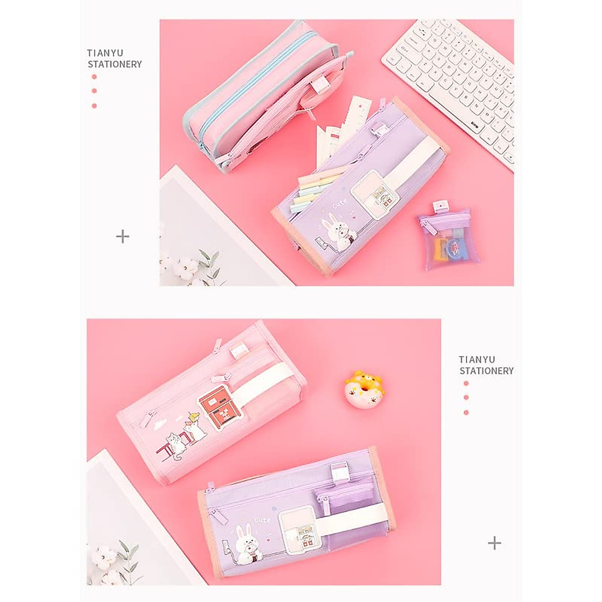 MOMEITU Kawaii Pencil case Kawaii School Supplies Cute Pencil case Large Capacity Pencil case Cute Pencil case Kawaii(Purple Planet)