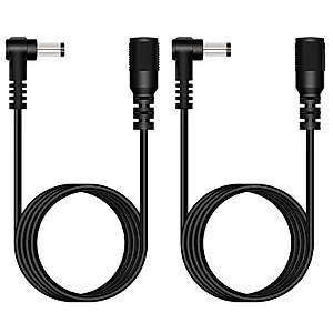 Fancasee (2 Pack 6 ft 5.5mm x 2.5mm DC Power Extension Cable 90 Degree Right Angle Male to Female Plug Jack Extension Cord for IP Camera CCTV Security Camera Surveillance LED