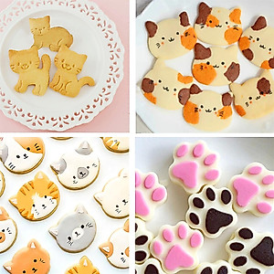 LUBTOSMN Kitty Cat Cookie Cutter Set-6 Piece-Cat Face, Kitty Butt, Kitty Cat Paw and 3 Cute Shapes Kitty Cat Body Cookie Cutters Molds for Kitty Cat Themed Party