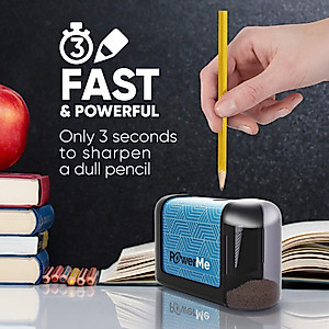 PowerMe Electric Pencil Sharpener - Battery Operated, for Home, Office, School, Artist, Students – Ultra Portable Automatic Pencil Sharpener, ideal for No. 2 And Colored Pencils (Drawing, Coloring)